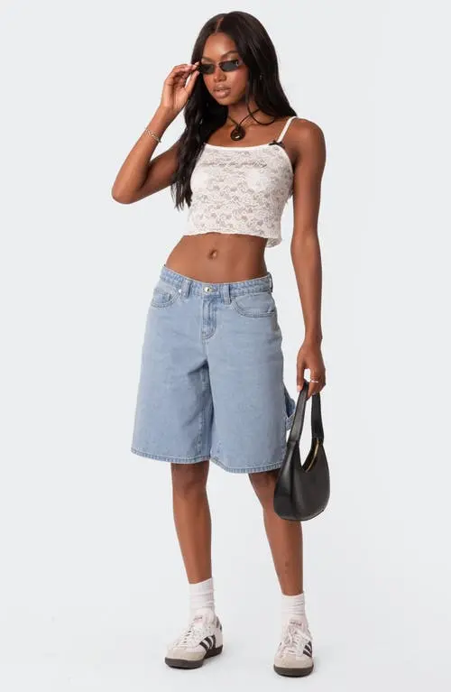 EDIKTED Low Rise Carpenter Bermuda Denim Shorts