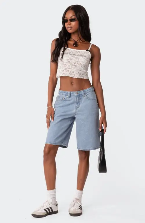 EDIKTED Low Rise Carpenter Bermuda Denim Shorts
