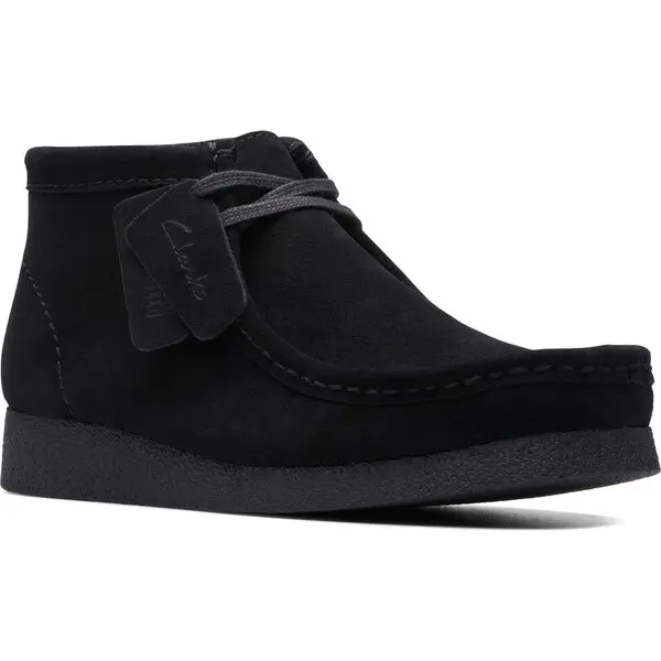 Clarks Wallabee Suede Boots - Black Suede
