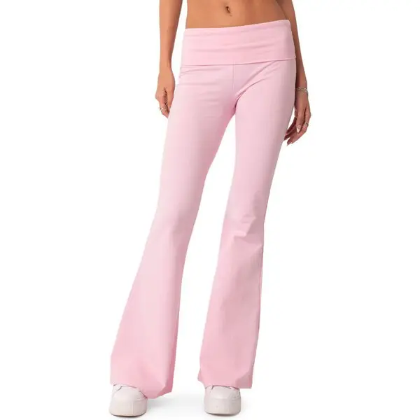 EDIKTED Naomi Flared Knit Pants - Light-pink