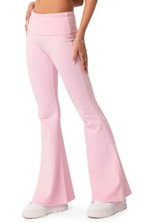 EDIKTED Naomi Flared Knit Pants - Light-pink
