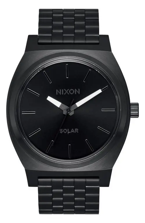 Nixon Time Teller Solar Bracelet Watch - All Black / White