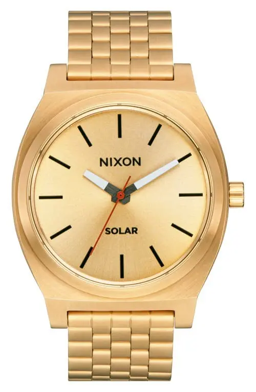 Nixon Time Teller Solar Bracelet Watch - All Gold / Black
