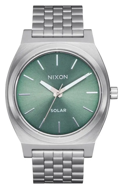 Nixon Time Teller Solar Bracelet Watch - Silver / Jade Sunray