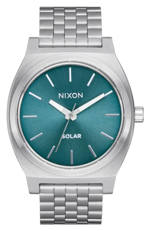 Nixon Time Teller Solar Bracelet Watch - Silver/dusty Blue Sunray