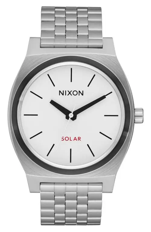 Nixon Time Teller Solar Bracelet Watch - Silver/white Lume
