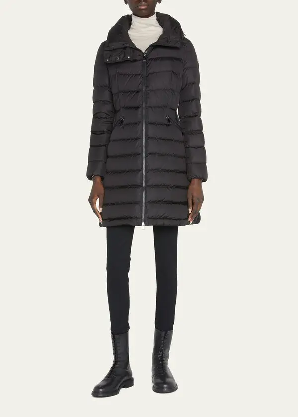Moncler Flammette Long Puffer Coat - Black