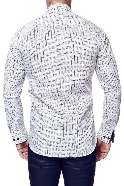 MACEOO Tetris Trim Fit Button-up Shirt - Black