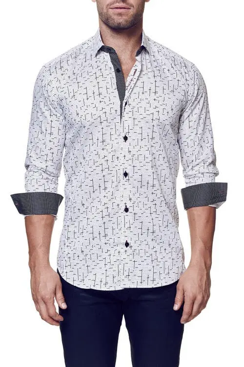 MACEOO Tetris Trim Fit Button-up Shirt - Black
