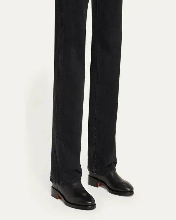 Santoni Leather Mid Boots - Black