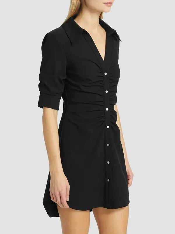 Cinq À Sept Elina Gathered Mini-shirtdress - Black