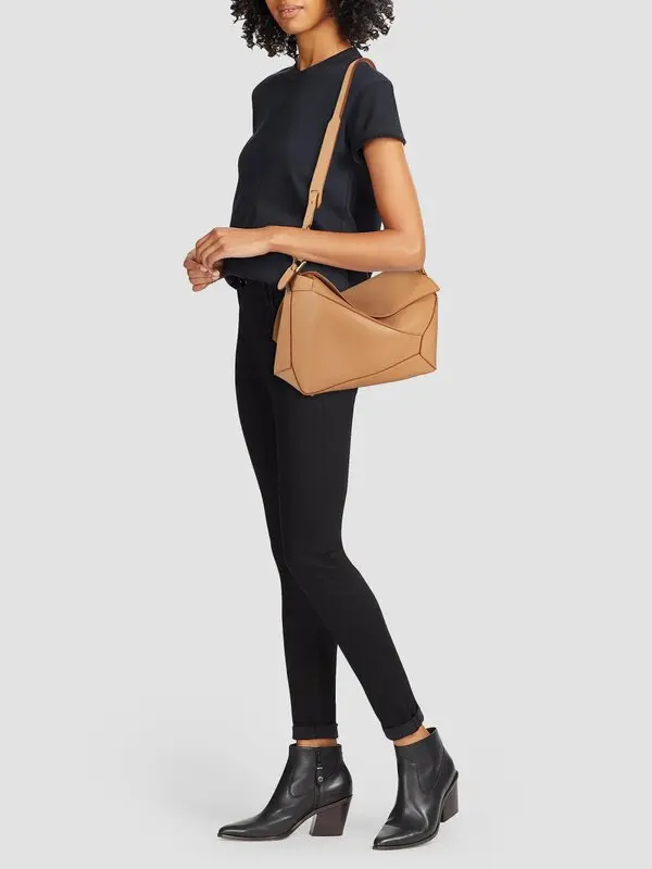 Loewe Puzzle Edge Grained Leather Bag - Toffee