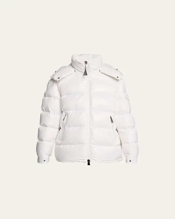 Moncler Maire Shiny Puffer Jacket With Removable Hood - White