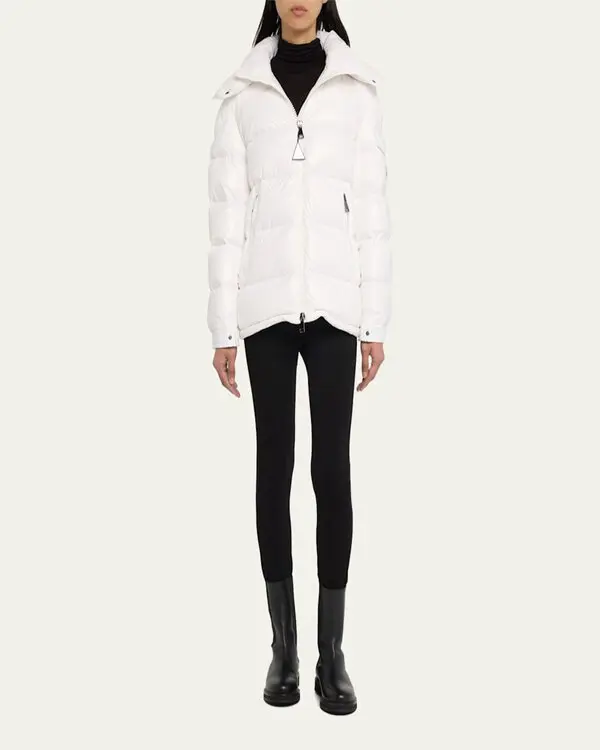 Moncler Maire Shiny Puffer Jacket With Removable Hood - White