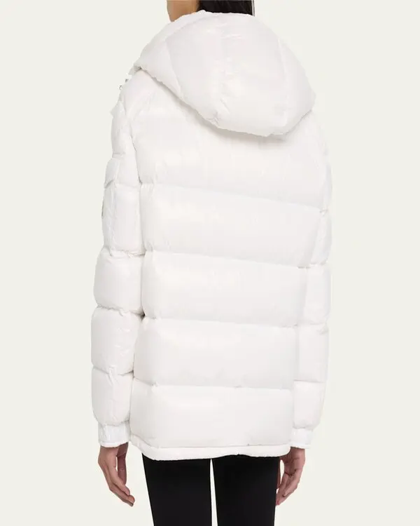 Moncler Maire Shiny Puffer Jacket With Removable Hood - White