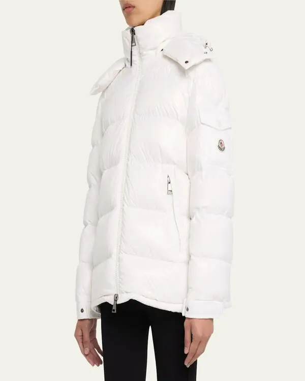 Moncler Maire Shiny Puffer Jacket With Removable Hood - White