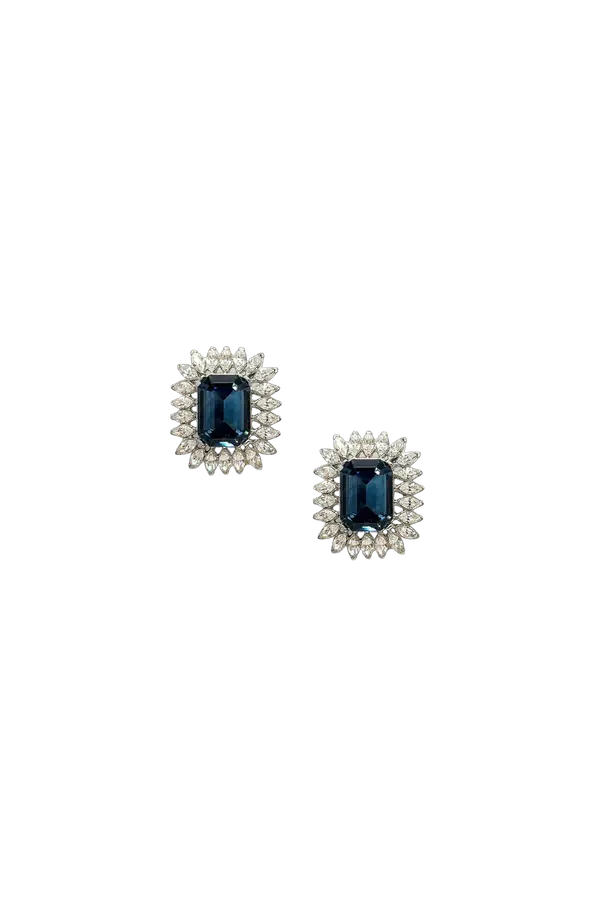 KENNETH JAY LANE Sapphire And Crystal Clip On Earrings - Natural