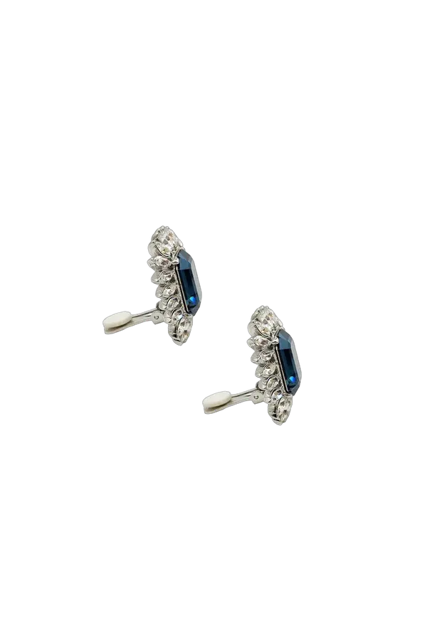 KENNETH JAY LANE Sapphire And Crystal Clip On Earrings