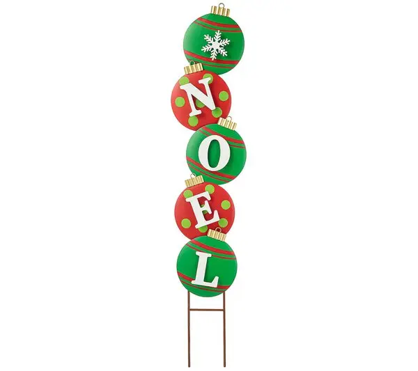 GLITZHOME 42 Metal Noel Ornament Yard Stake - One-color