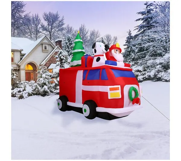 CHRISTMAS TIME 7-ft. Pre-lit Inflatable Firefig Hter Santa