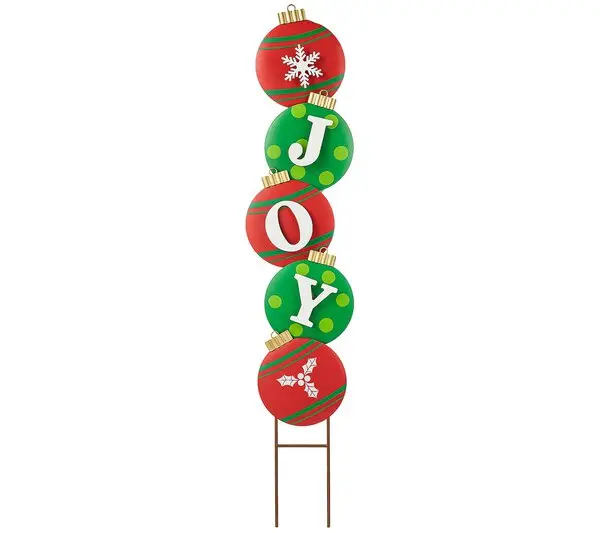 GLITZHOME 42' Metal Joy Ornament Yard Stake - One-color