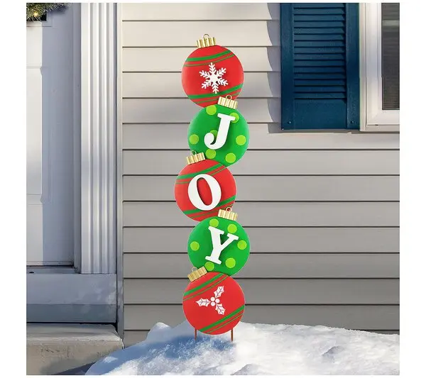 GLITZHOME 42' Metal Joy Ornament Yard Stake