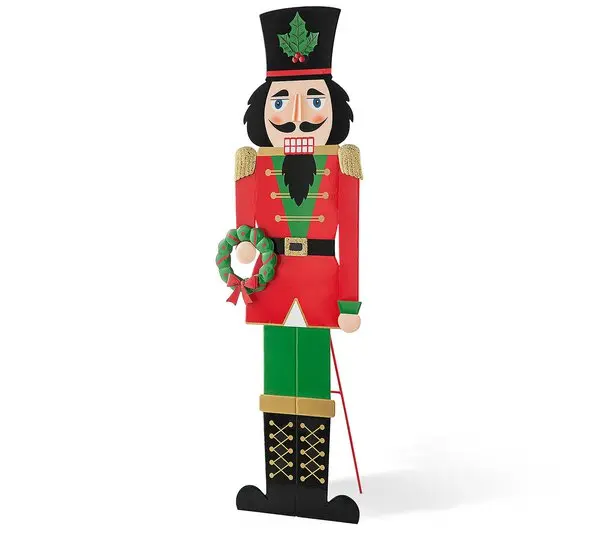 GLITZHOME 60' Metal Nutcracker Porch Sign Decor - One-color