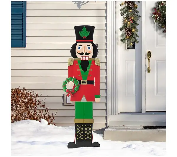 GLITZHOME 60' Metal Nutcracker Porch Sign Decor
