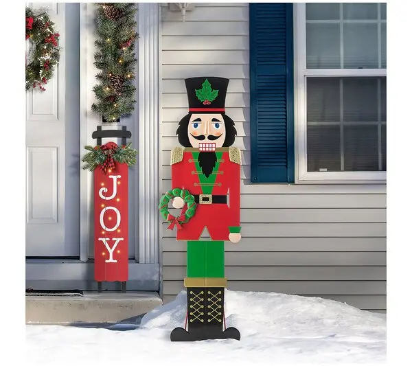 GLITZHOME 60' Metal Nutcracker Porch Sign Decor