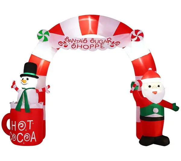 CHRISTMAS TIME 9-ft. Wide Pre-lit Candy Cane Ar Ch Inflatable