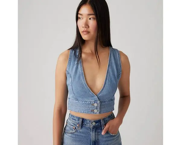 LEVI'S Raine Denim Crop Top - Indigo Stonewash