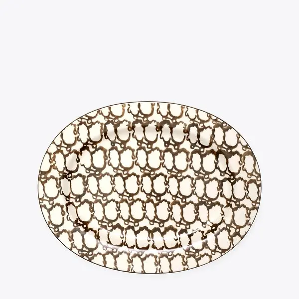 Tory Burch Spongeware Oval Serving Platter - Brown/smoke