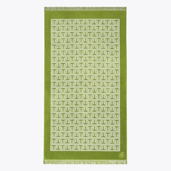 Tory Burch T-tile Beach Towel - Spring Leaf/white