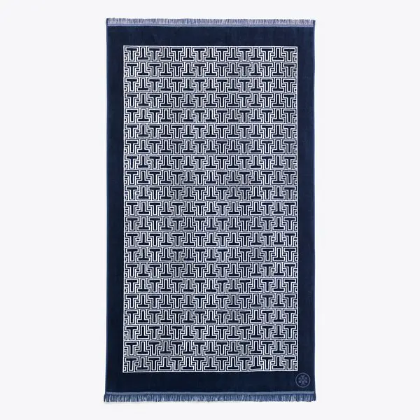Tory Burch T-tile Beach Towel - Tory Navy/ivory