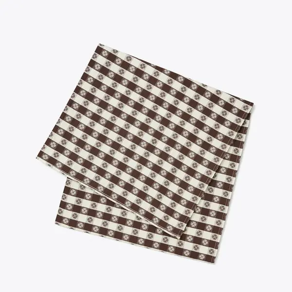 Tory Burch Gingham 70" Square Tablecloth - Brown
