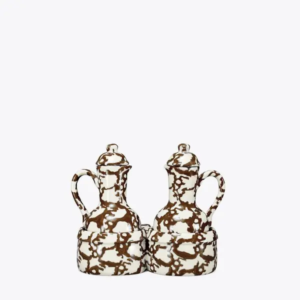Tory Burch Spongeware Oil & Vinegar Set - Brown
