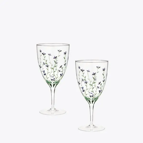 Tory Burch Jolie Fleur Water Glass, Set Of 2 - Clear