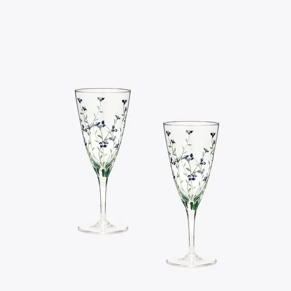 Tory Burch Jolie Fleur Champagne Glass, Set Of 2 - Clear