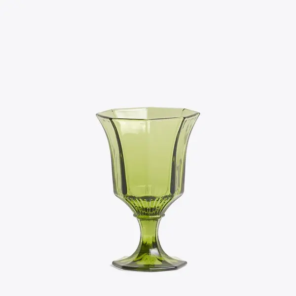 Tory Burch Pressed-glass Wine Glass, Set Of 4 - Green