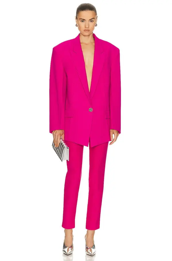 Alexander McQueen High Waisted Cigarette Pant In Fuchsia