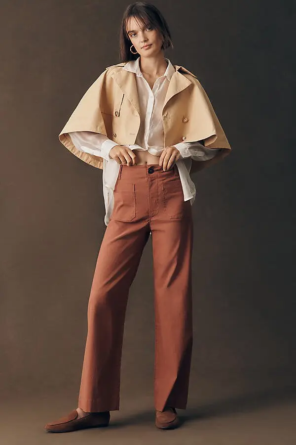 Maeve Colette High-rise Wide-leg Full-length Pants - Deep Rust