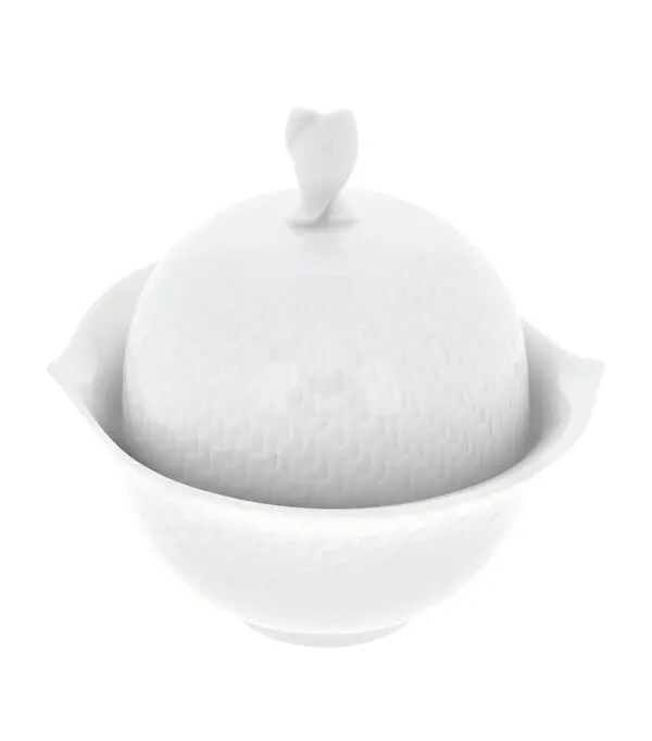 MEISSEN Porcelain Waves Relief Sugar Bowl - White