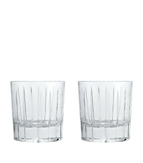 Christofle Set Of 2 Iriana Crystal Double Old Fashioned Glasses - Silver