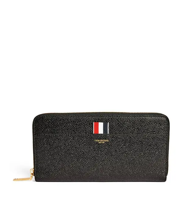 Thom Browne Leather Continental Zip Wallet - Black