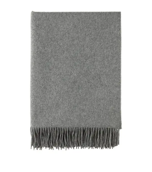 Harrods Cashmere Fringed Throw - Grey