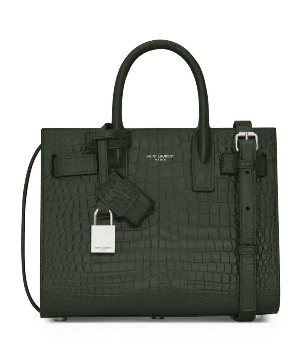 Saint Laurent Nano Sac De Jour Croc-embossed Tote Bag