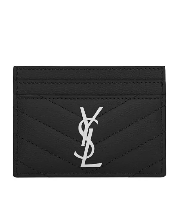 Saint Laurent Monogram Matelassé Card Holder - Black