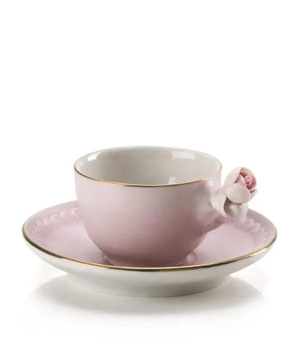 VILLARI Coffee Cup And Saucer - Pink