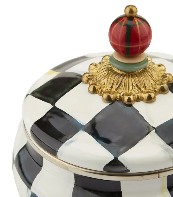 MACKENZIE-CHILDS Courtly Check Squashed Pot - Black