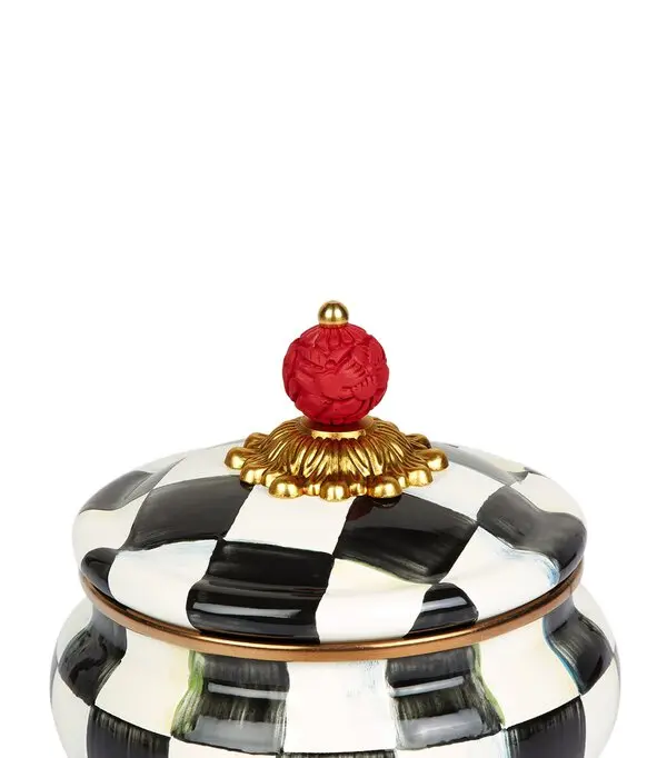 MACKENZIE-CHILDS Courtly Check Squashed Pot - Black